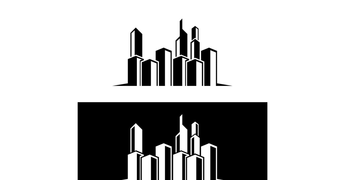 Modern city line building design logo or element vector v10