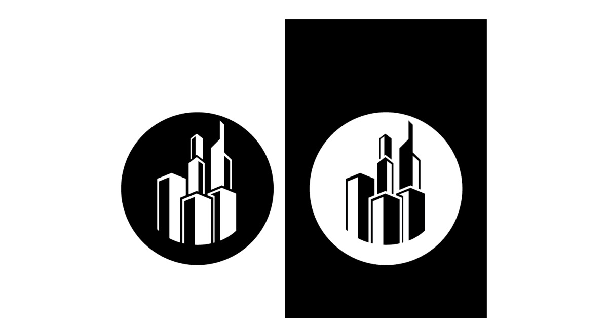Modern city line building design logo or element vector v11