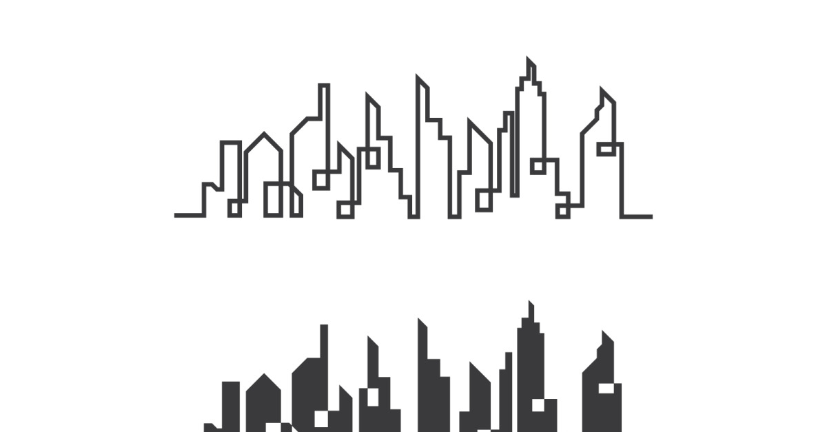 Modern city line building design logo or element vector v14