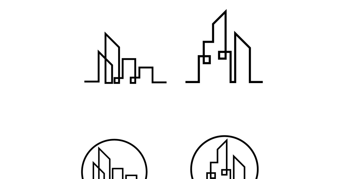 Modern city line building design logo or element vector v1