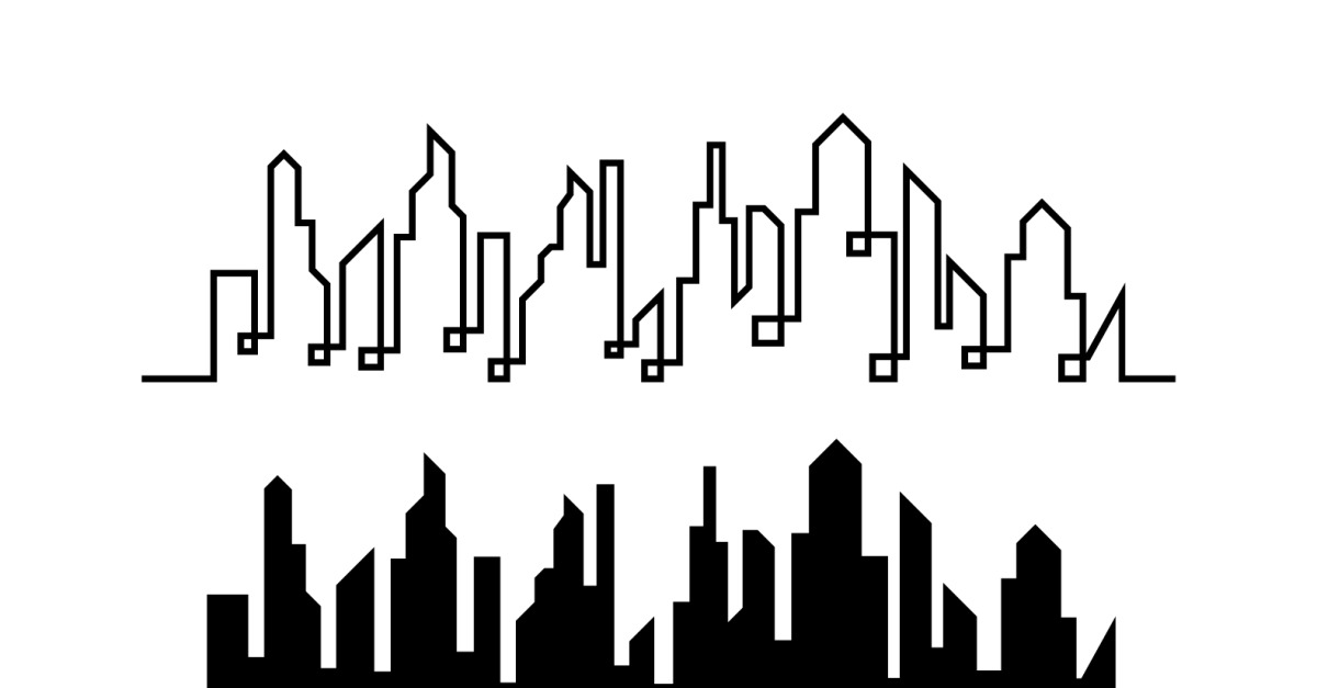Modern city line building design logo or element vector v5