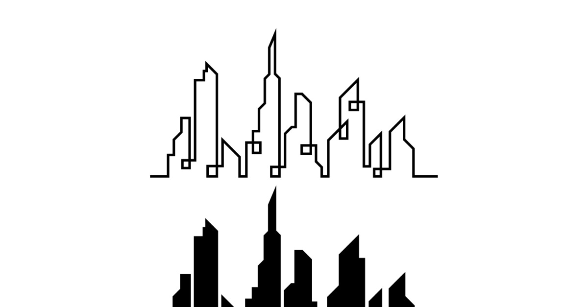 Modern city line building design logo or element vector v7