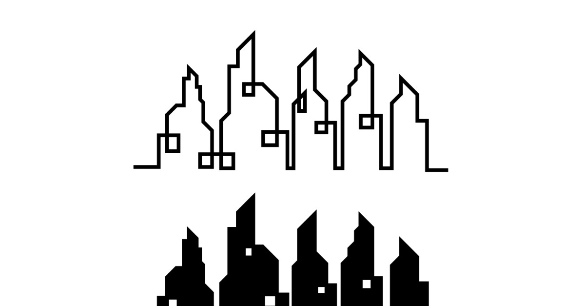 Modern city line building design logo or element vector v8