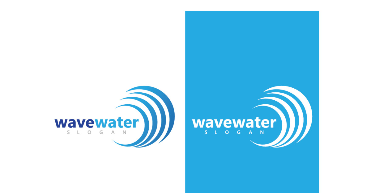 Wave water beach blue logo and symbol vector v5