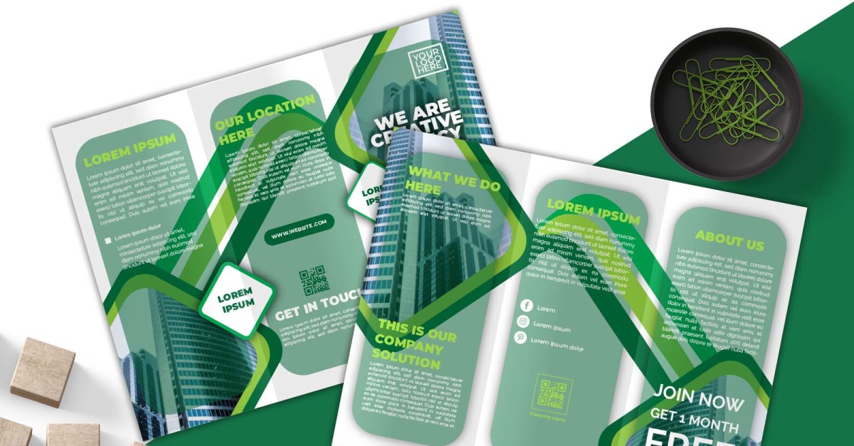 Professional We Are Creative Agency Business Green Tri-Fold Brochure ...