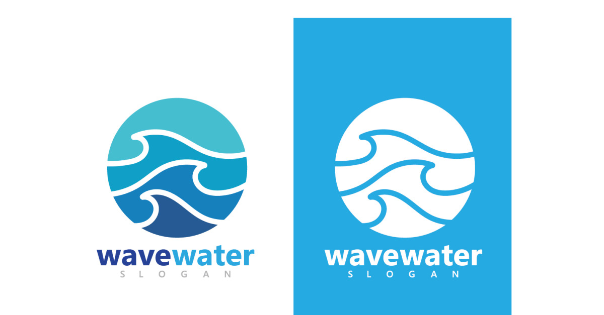 Wave water beach blue logo and symbol vector v11