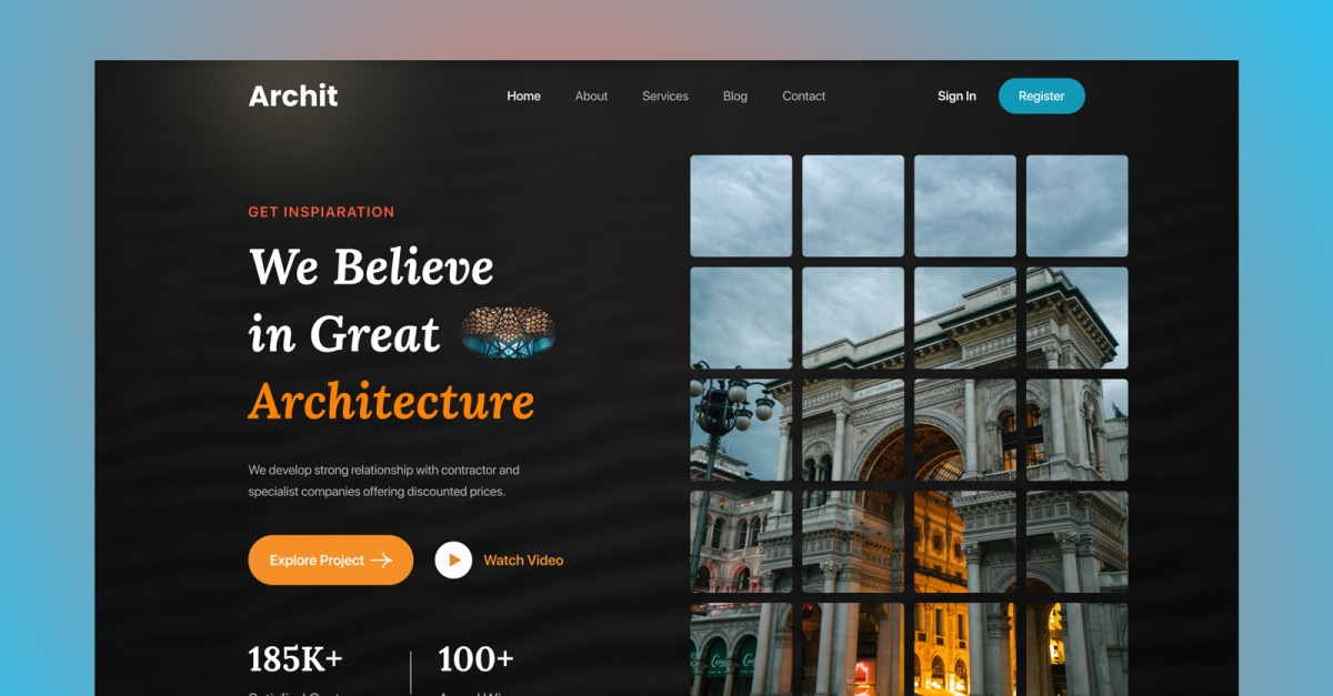 Architecture Website Hero Section 02 - TemplateMonster