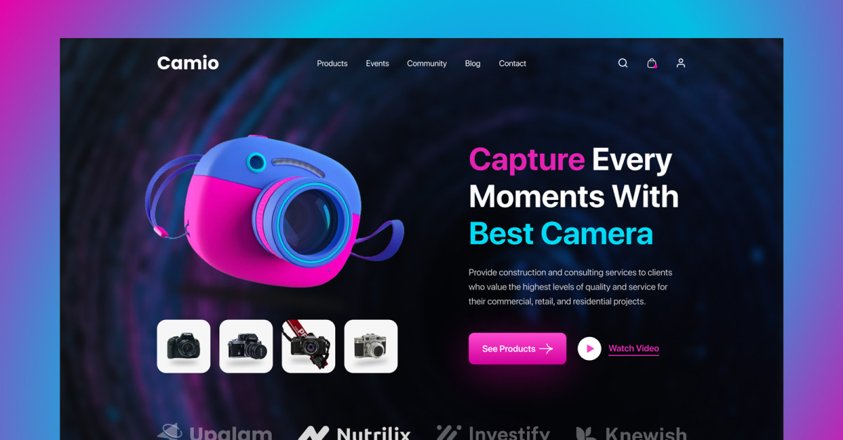 Camerashop Website Hero Section #328819 - TemplateMonster