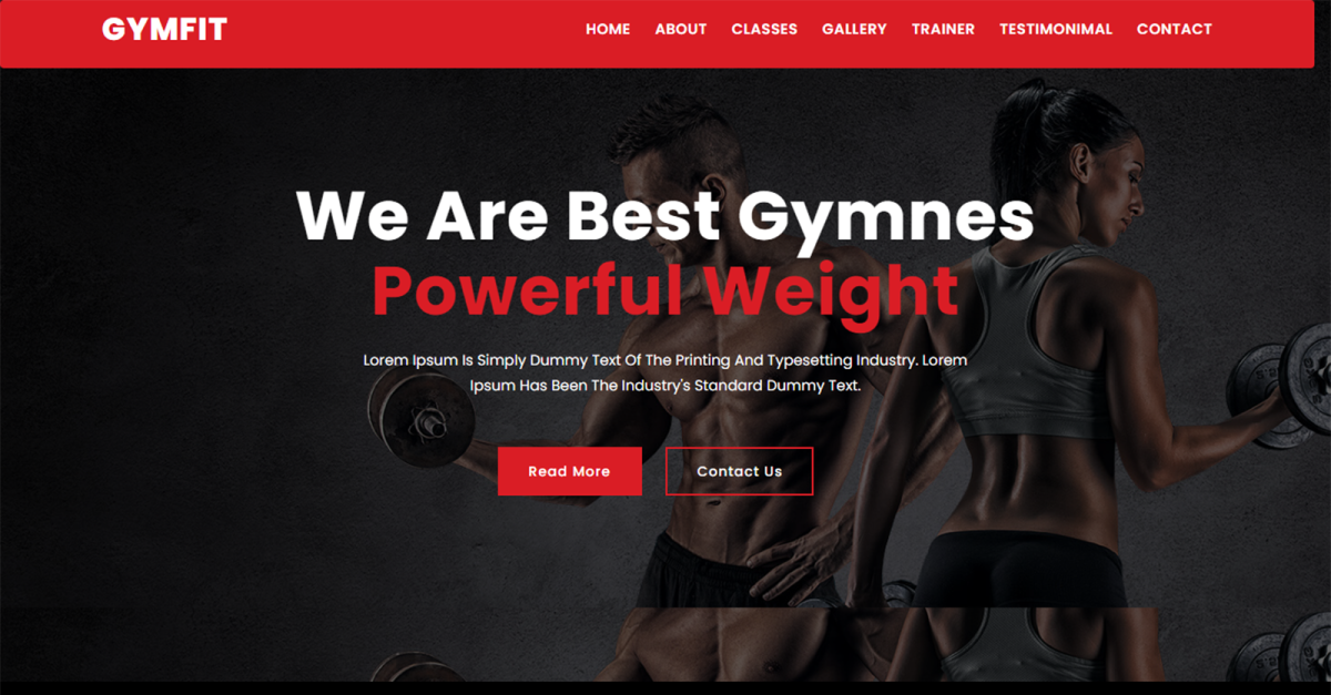 Gymfit Plantilla de sitio web de gimnasio y fitness