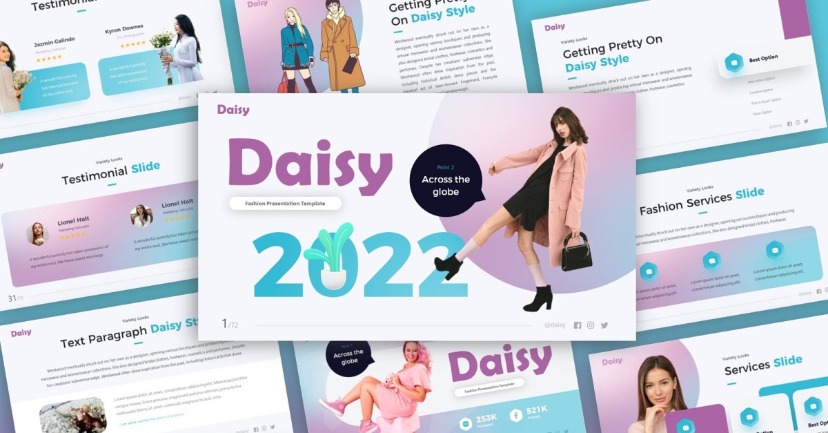 Plantilla de PowerPoint multipropósito de Daisy Fashion