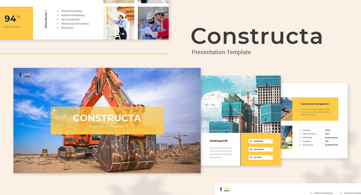 Constructa - Powerpoint-Vorlage für den Bau - TemplateMonster