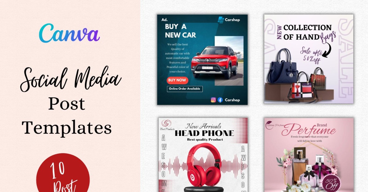 10 Free Social Media Post Templates #329451 - TemplateMonster