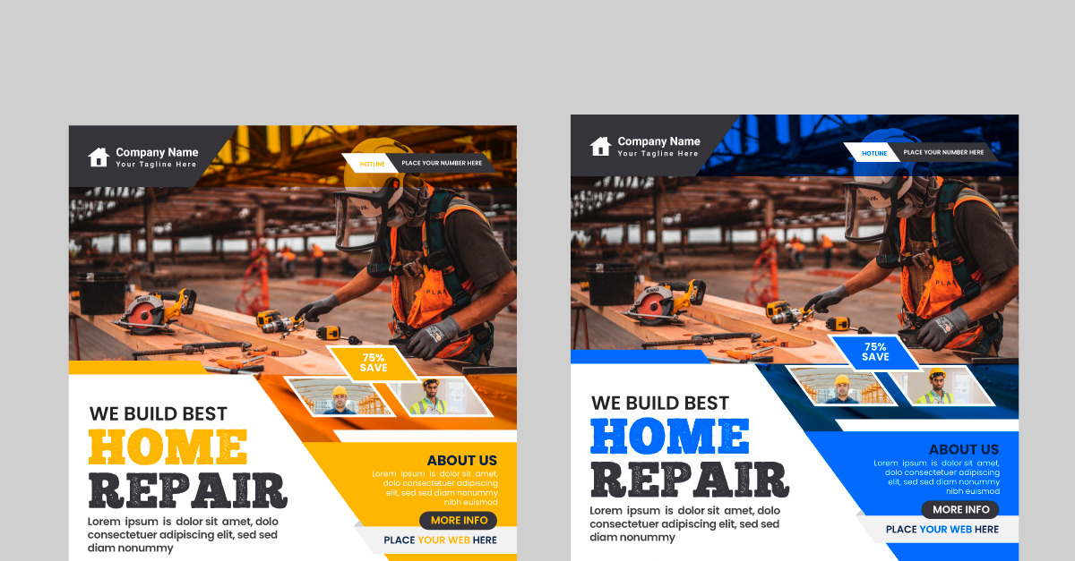 Vector handyman home repair social media post home service post idea