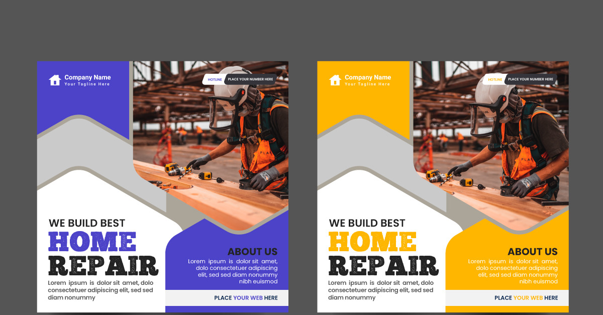 Vector handyman home repair social media post home service template
