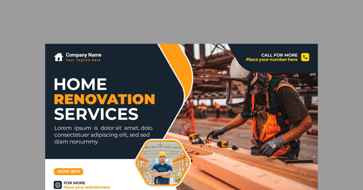 Vector handyman home repair web banner social media post home service ...