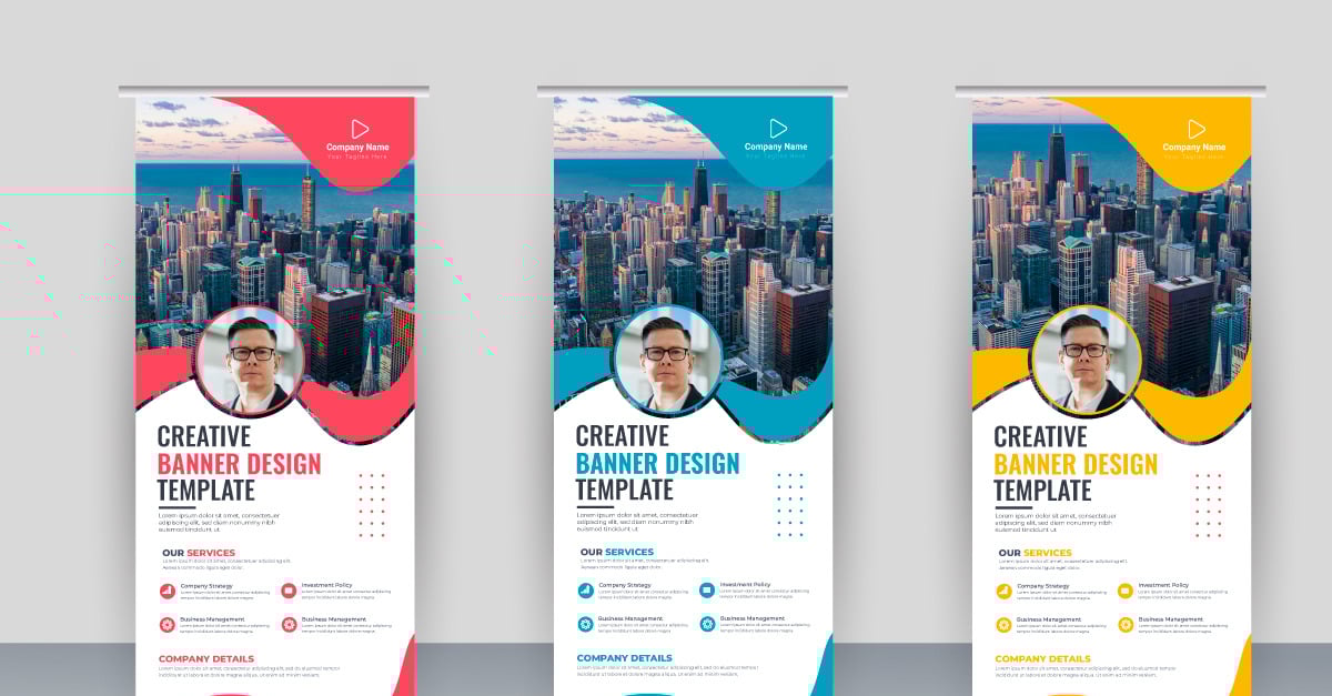 Vector roll up display standee banner design and business rack card ...