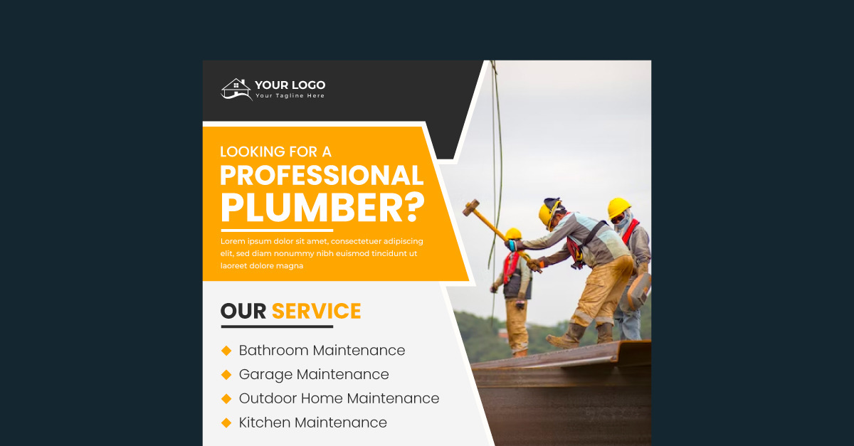 Construction and handyman home repair web banner social media post home ...