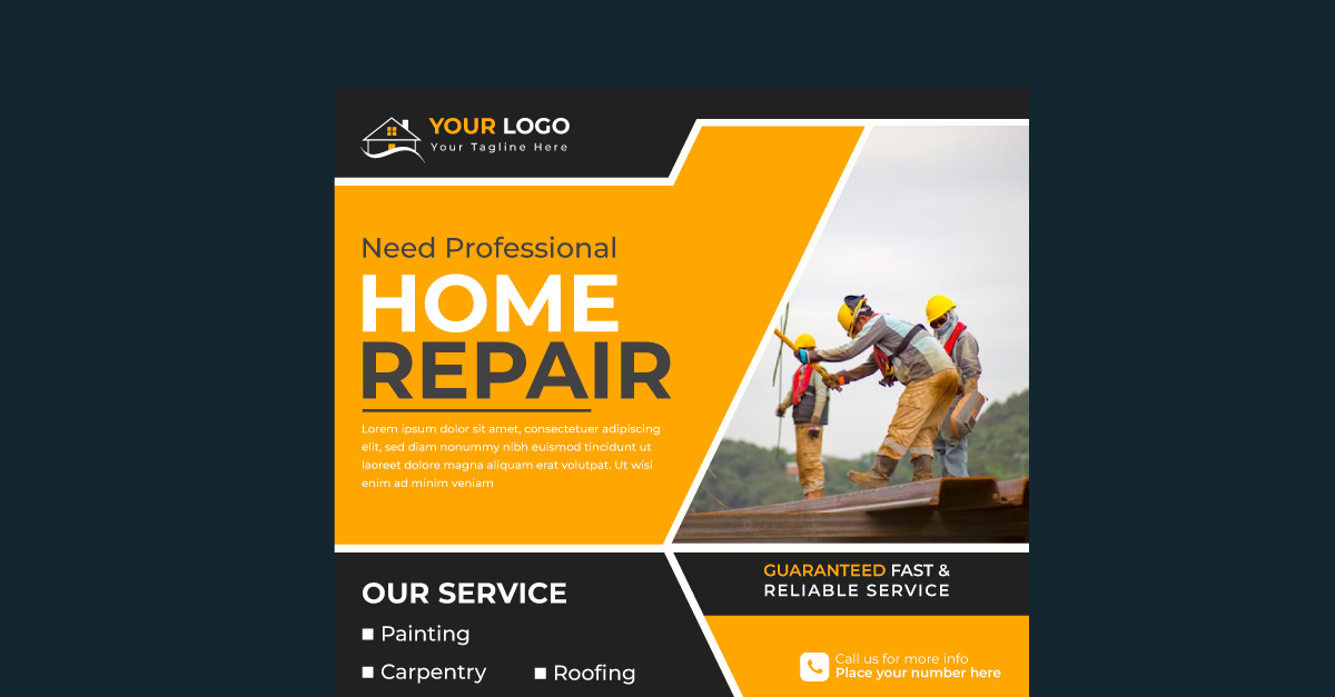 Vector Construction and handyman home repair web banner social media ...