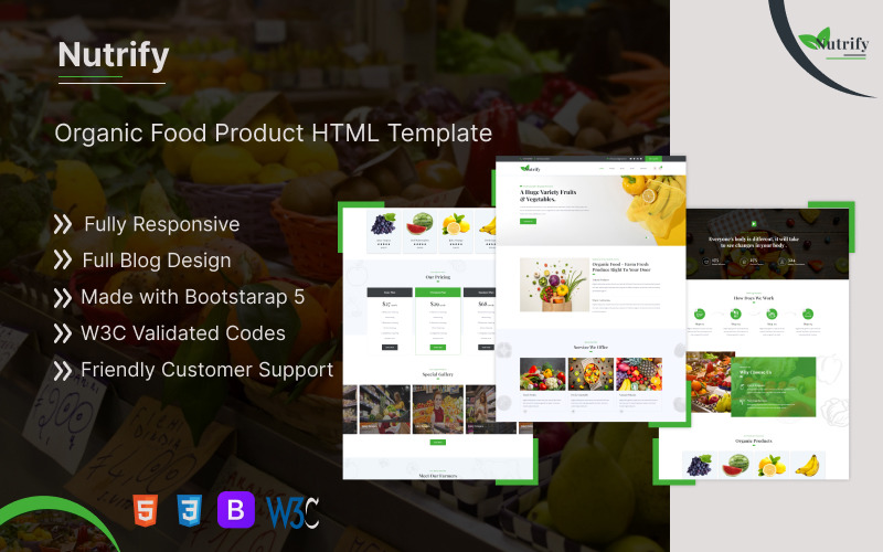 Nutrify - HTML-Vorlage für Bio-Lebensmittelprodukte