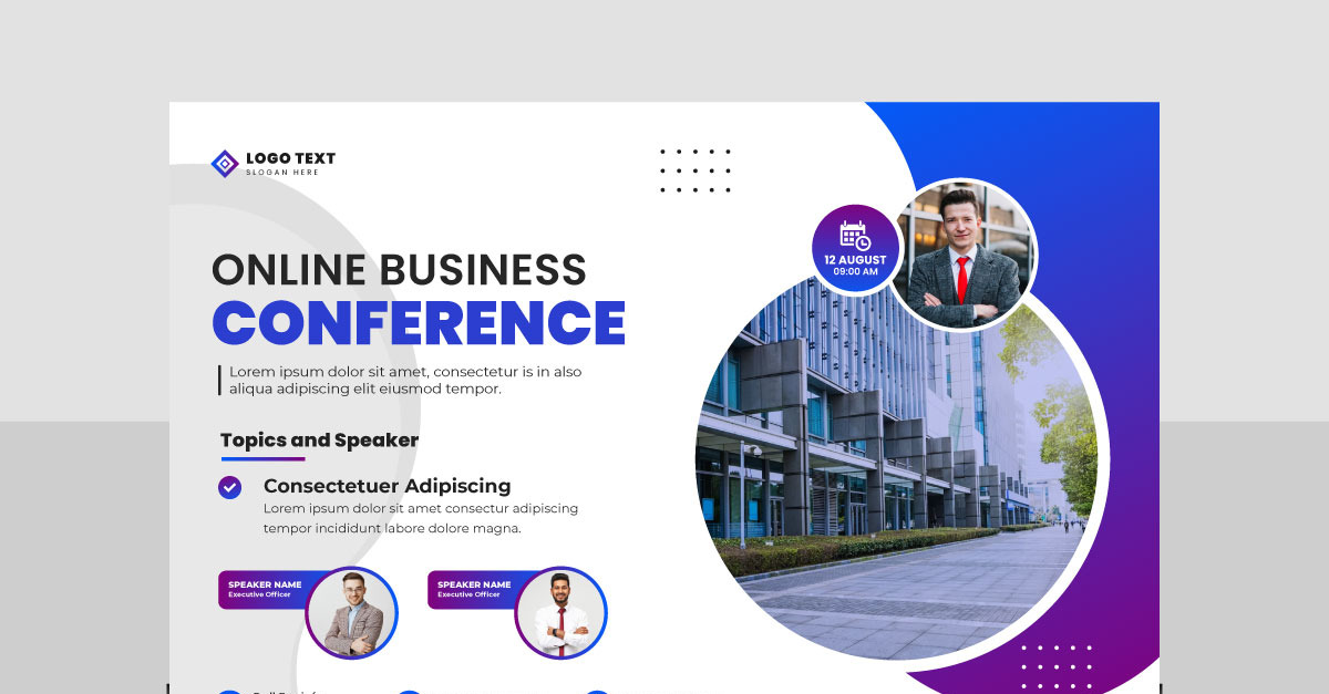 Technology conference flyer template or online webinar flyer design