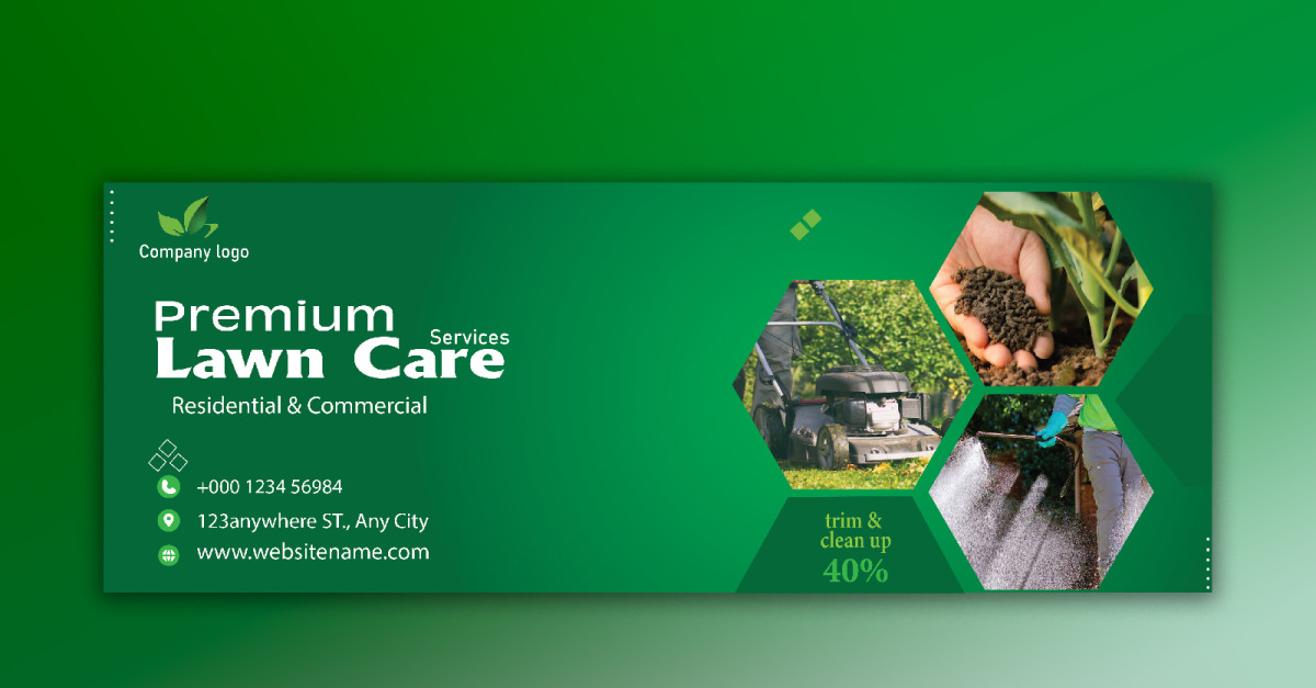 Premium Lawn Care Facebook Cover Banner Design