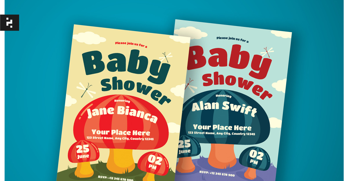 Baby-Dusche-Einladung Pilz-Thema #330438 - TemplateMonster