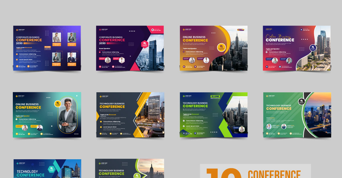 Creative business conference flyer template bundle or technology ...