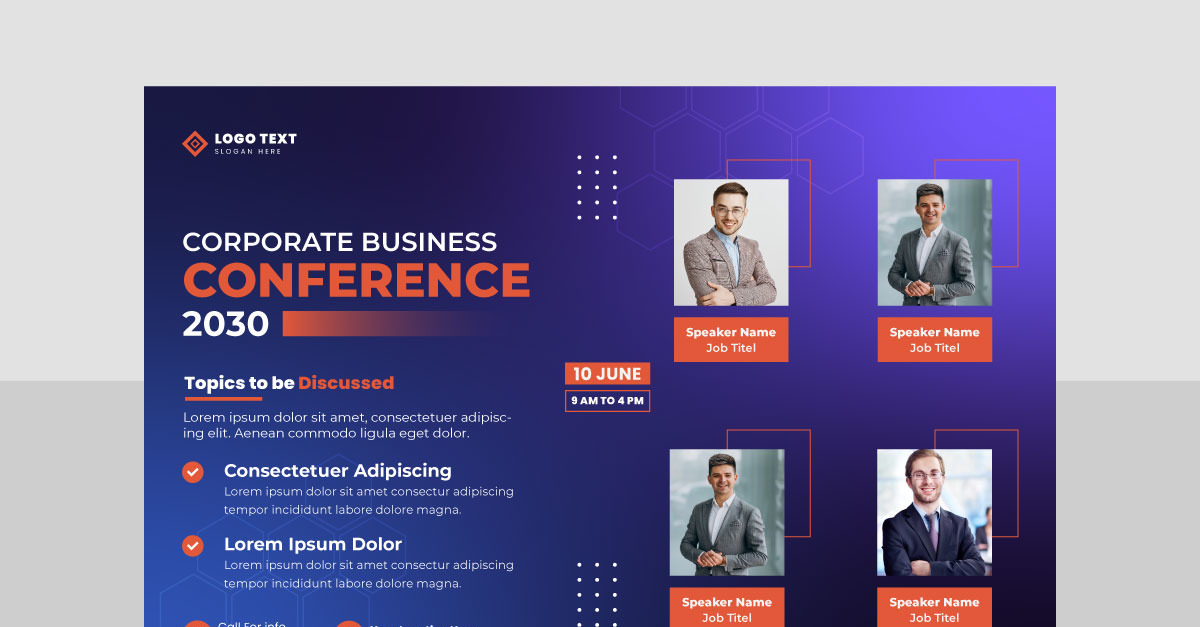 Creative business conference flyer template or business webinar event ...