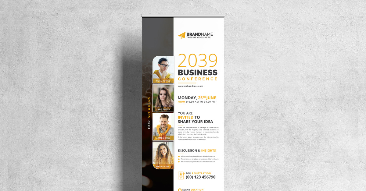 Banner enrollable de conferencia, señalización, standee y plantilla de ...