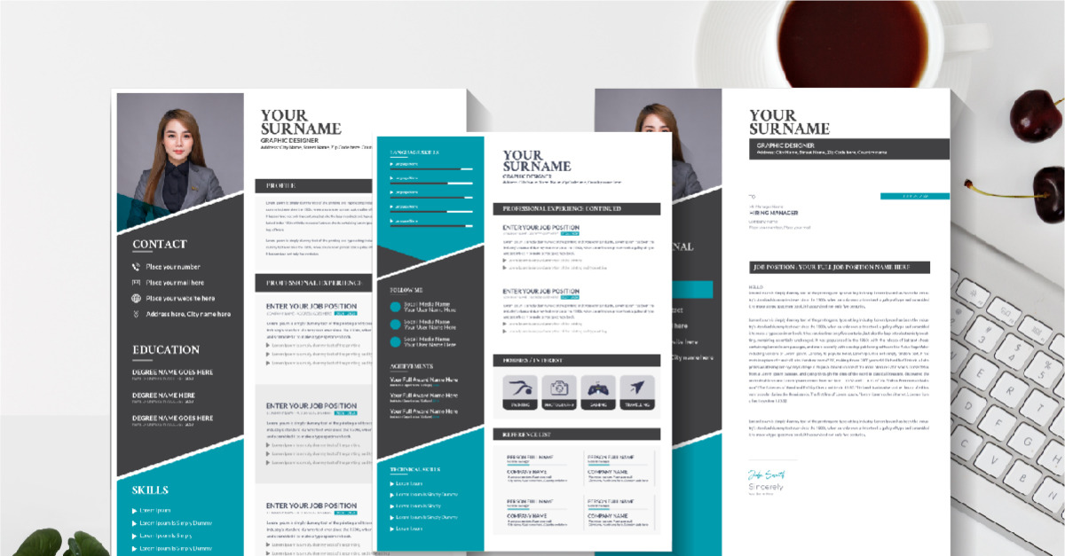 Creative And Professional CV Resume with cover letter