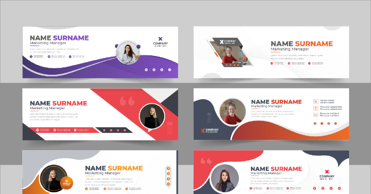 Personal Email Signature Template Design Bundle