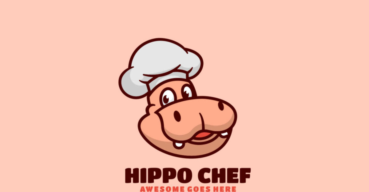 Hippo Chef Mascot Cartoon Logo #331012 - TemplateMonster