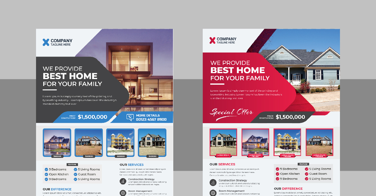 Modern Real Estate Flyer Template Design - TemplateMonster