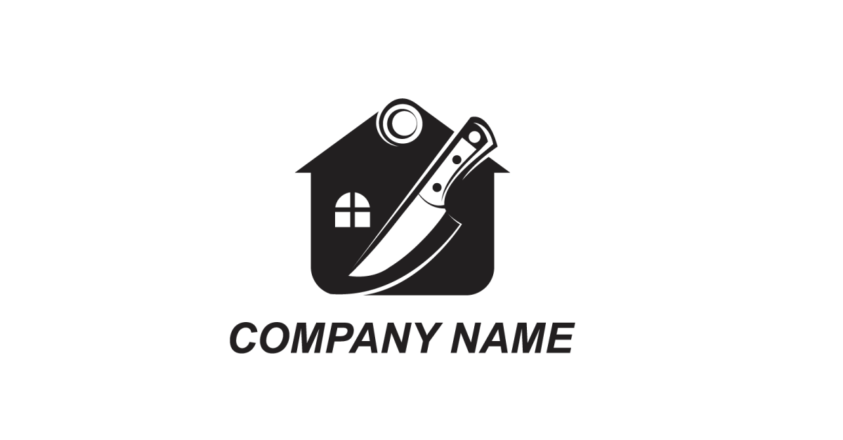 Simple Modern Minimalist Black knife House Logo