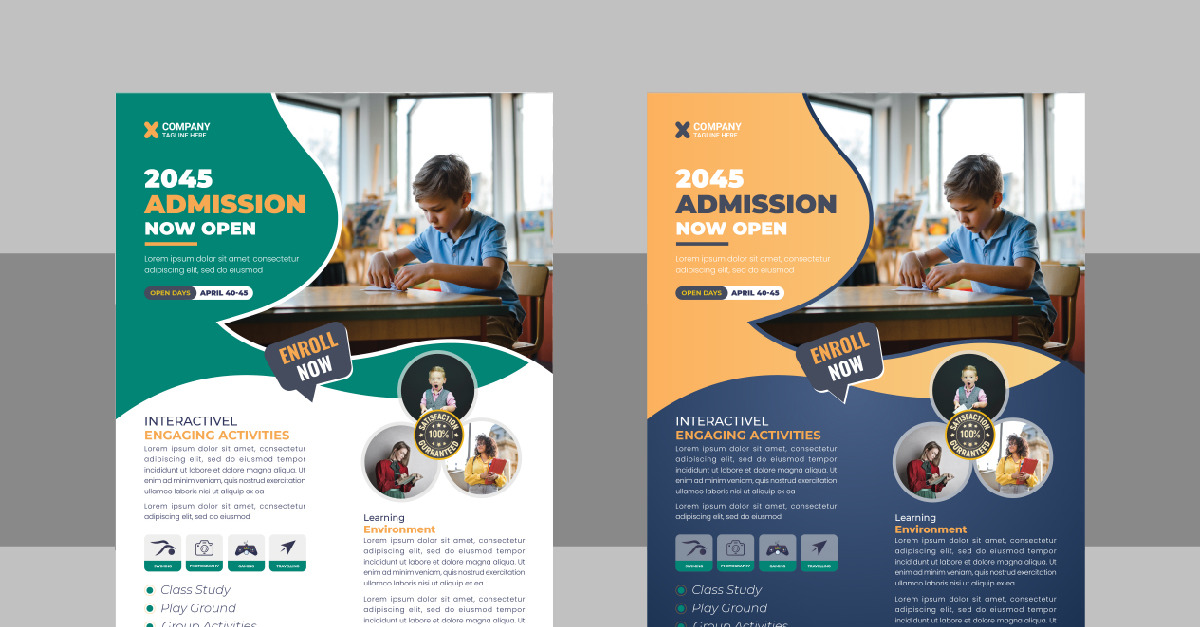 School Admission Flyer Or Back To School Poster Template Design Layout