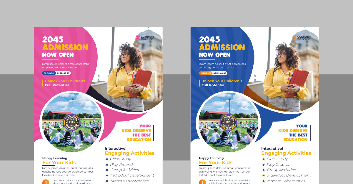 Yaratıcı Okul Kabul Broşürü Veya Okula Dönüş Poster Şablonu Tasarımı