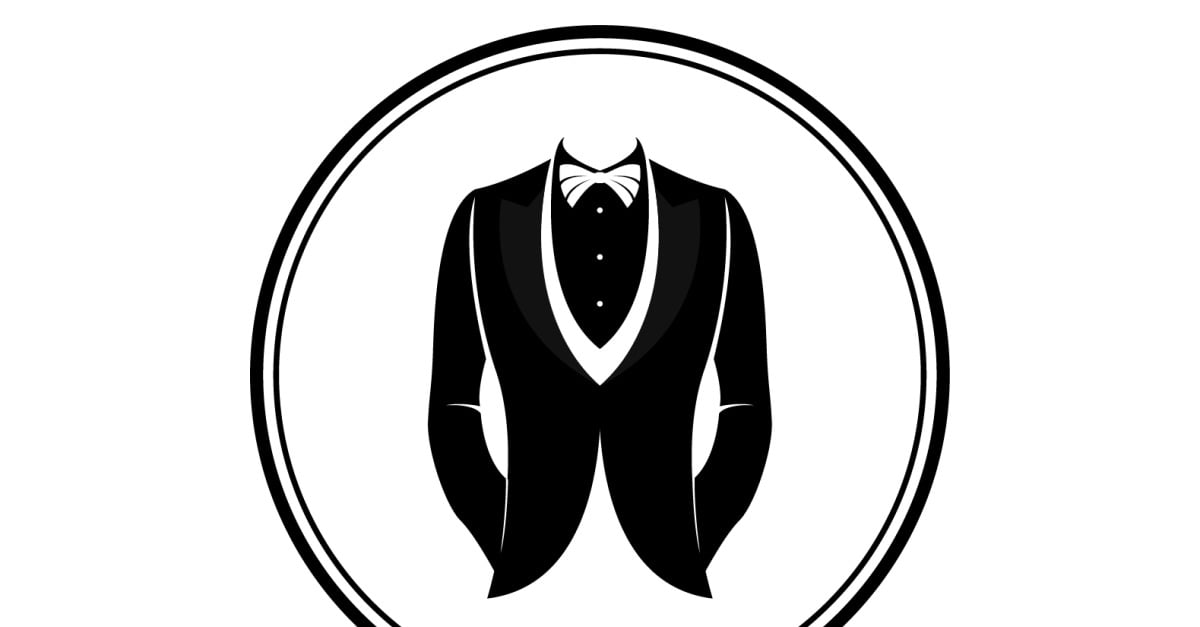 Logotipo de terno de empregada e design vetorial de símbolo v15