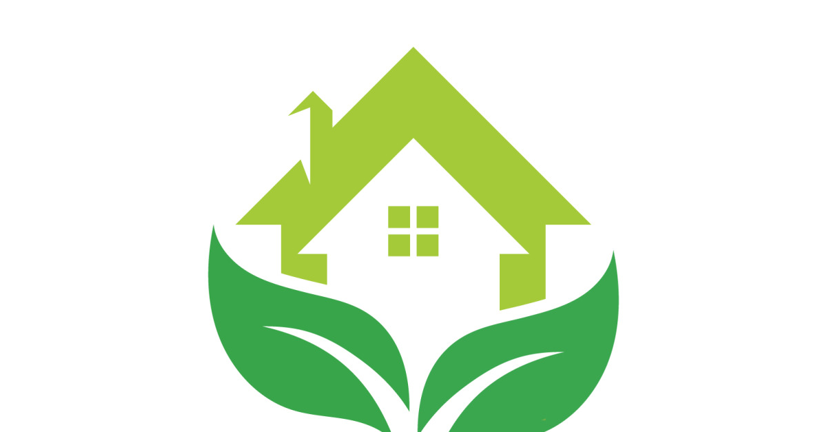 Feuille de maison verte aller vecteur de logo maison verte v7
