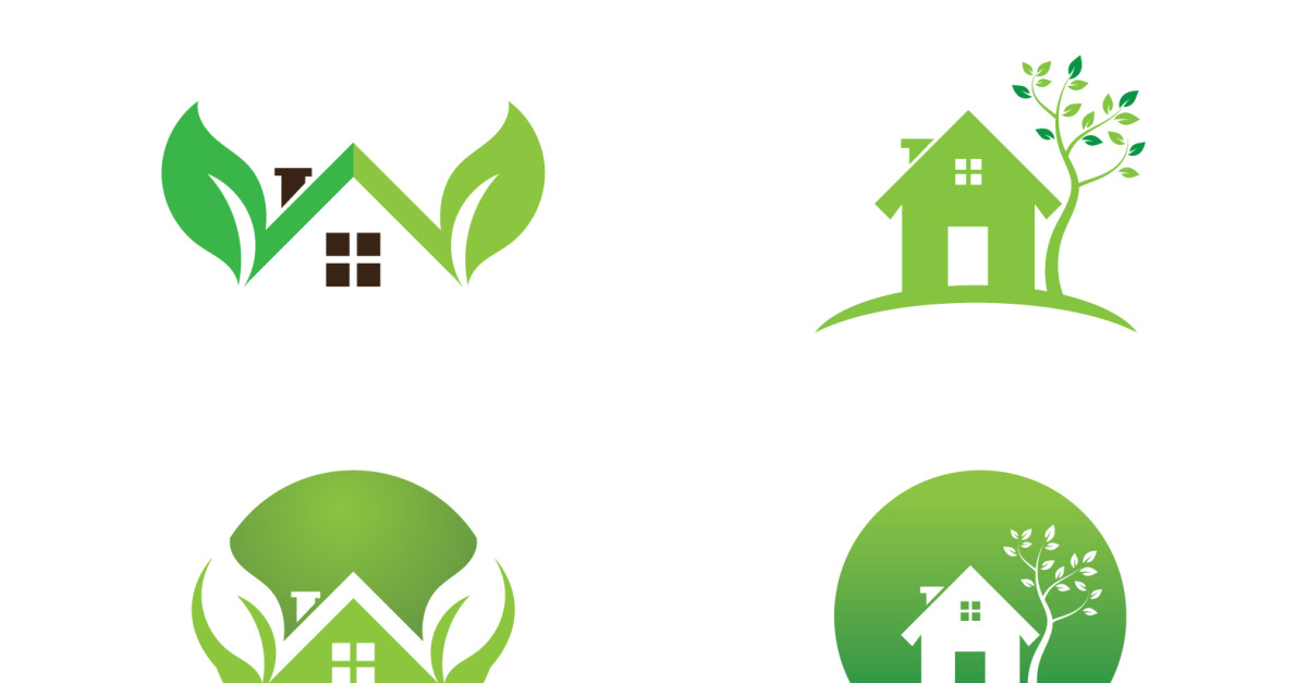 Feuille de maison verte aller vecteur logo maison verte v17