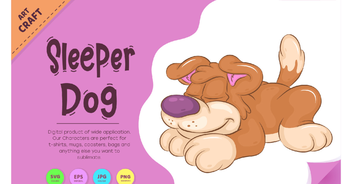 Sleeper Cartoon Dog. Clipart. #331458 - TemplateMonster