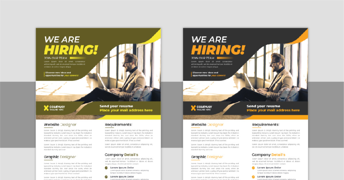Corporate hiring flyer design or Job vacancy leaflet flyer design layout