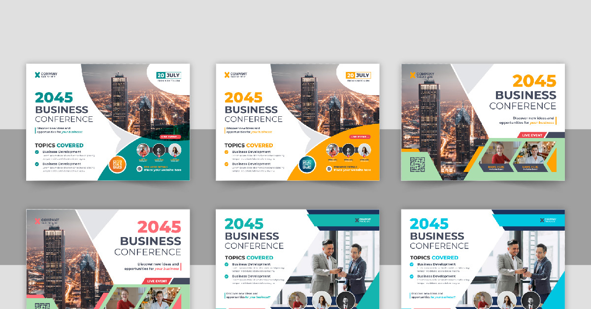 Horizontal Conference flyer design template - TemplateMonster