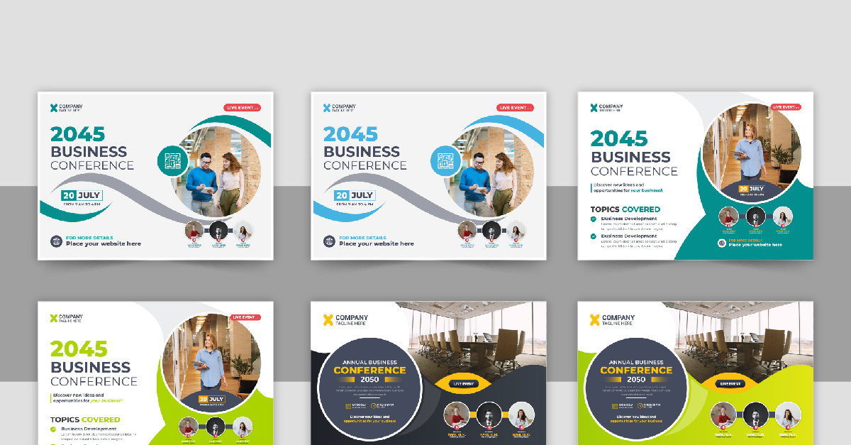 Horizontales Business-Konferenz-Flyer- oder Einladungs-Flyer-Konzept