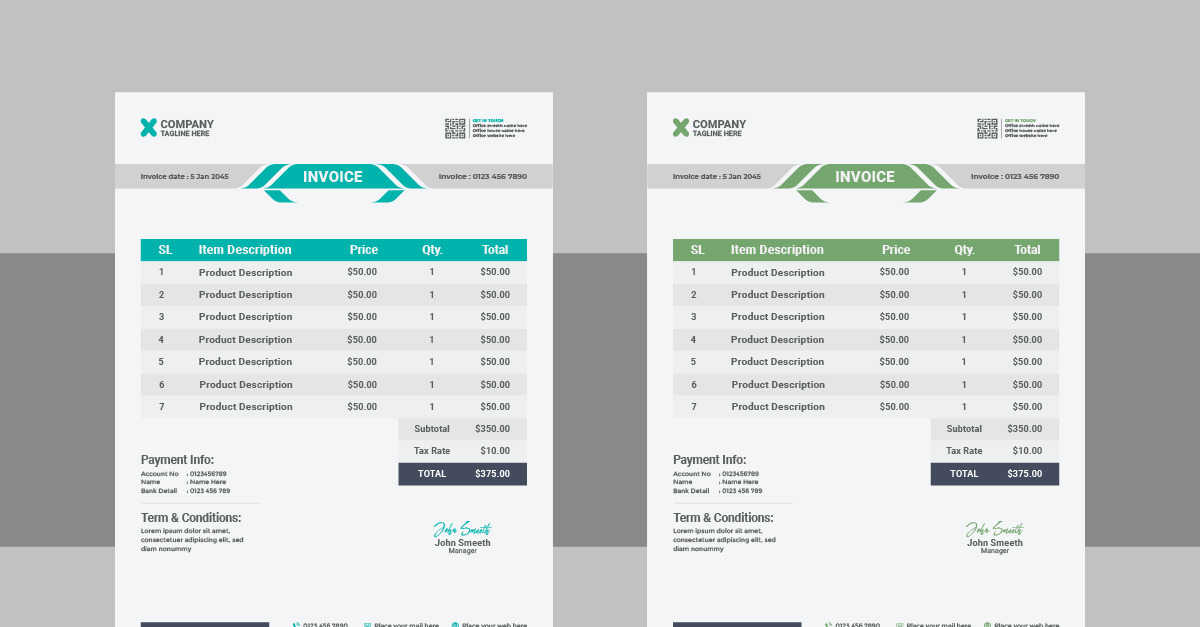 Creative invoice design template Design layout Concept