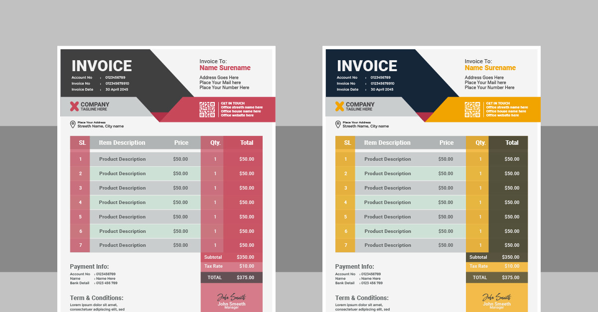 Invoice design template Layout #331731 - TemplateMonster