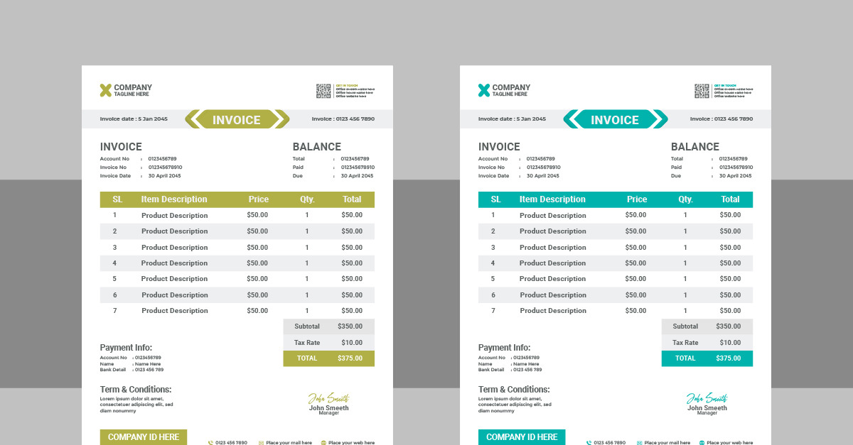 Modern invoice design template Concept - TemplateMonster