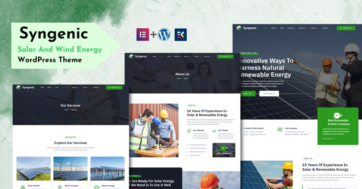 Syngenic - Thème WP énergie solaire et rembobinage