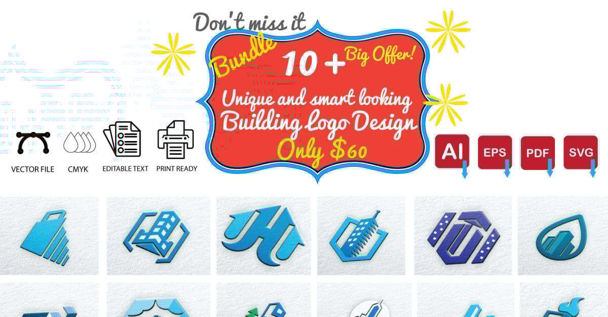 10+ Unique and smart looking building logo design bundle