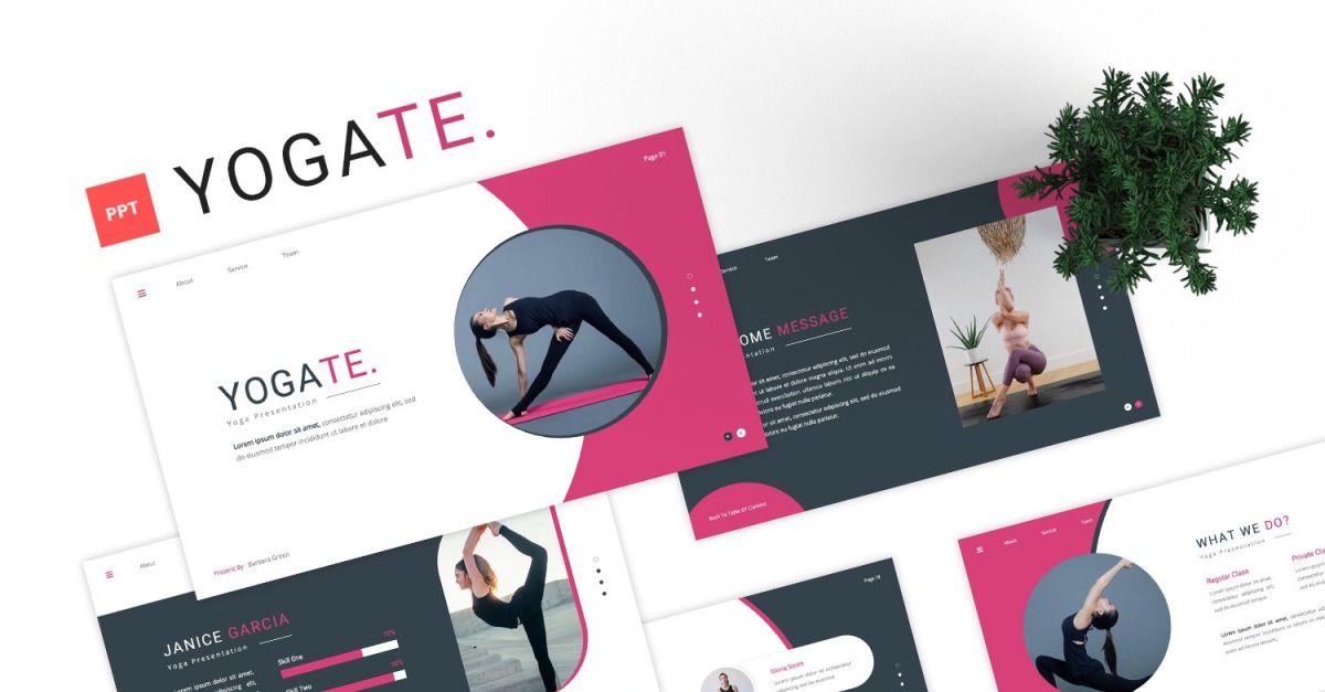 Yogate - modelo de PowerPoint de ioga - TemplateMonster