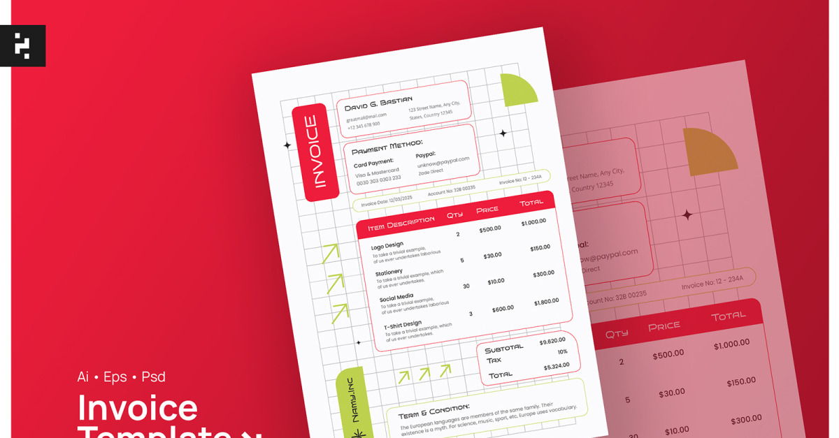 Creative Colorful Invoice Template #332082 - TemplateMonster